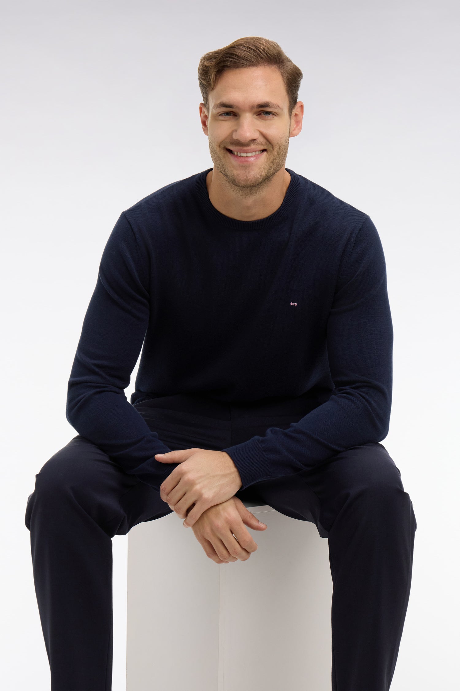 Crew navy blue cotton jumper – Eden Park
